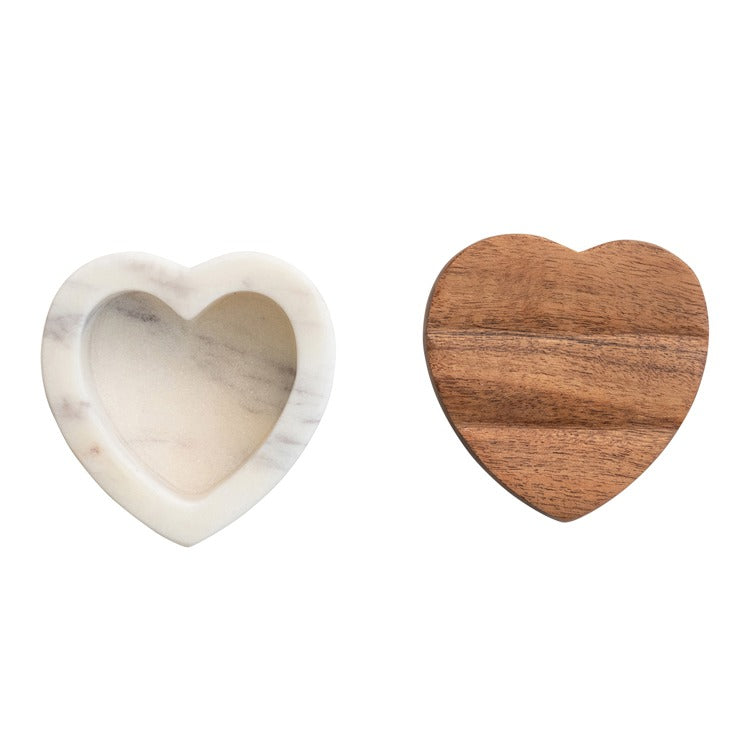 Marble Heart Shaped Container with Wooden Lid – Moxie Shop